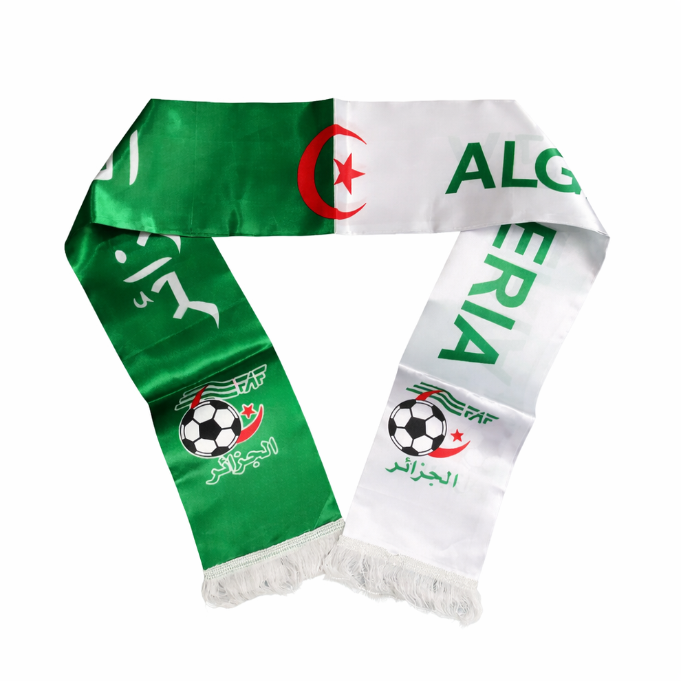 Écharpe Drapeau Algérie 14×130 cm | Supporter Football Satin – DZ STORE