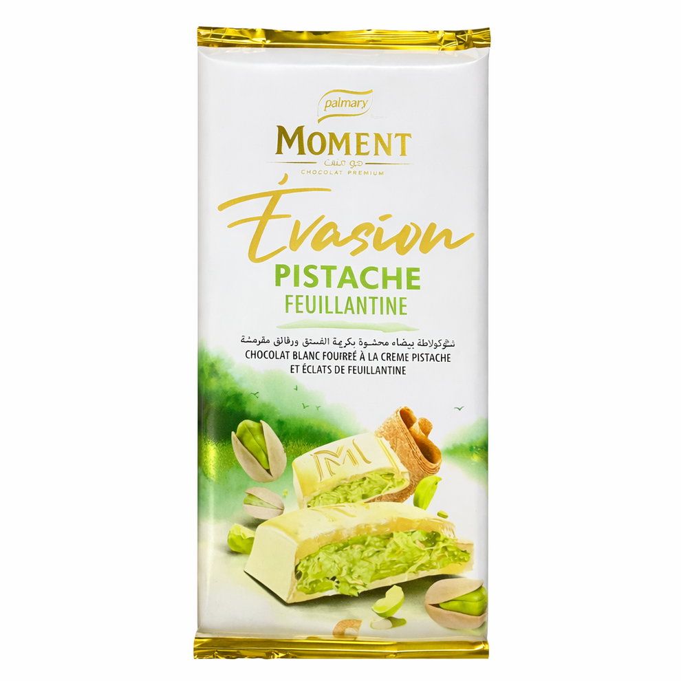 Tablette de Chocolat Blanc Pistache Feuillantine 100g Moment Évasion ...